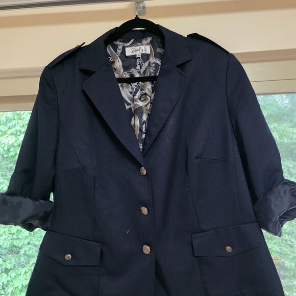 Emily Designs | Jackets & Coats | Safari Style Navy Blue Blazer | Poshmark
